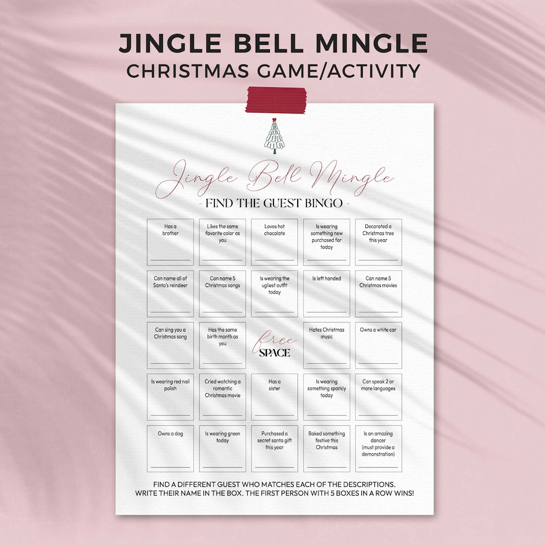 Christmas Printable Game, Jingle Bell Mingle | Modern Minimalist Find ...