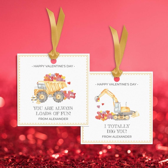 Editable Valentine's Day Construction Tag boys printable | Dump truck ...