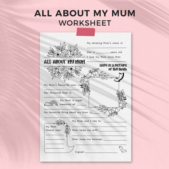 All About Mum Mother's Day printable gift questionnaire | Fill in the ...