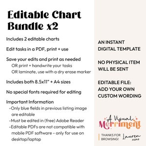 Rainbow Editable Chart Bundle for Kids, Daily Schedule + Responsibility ...