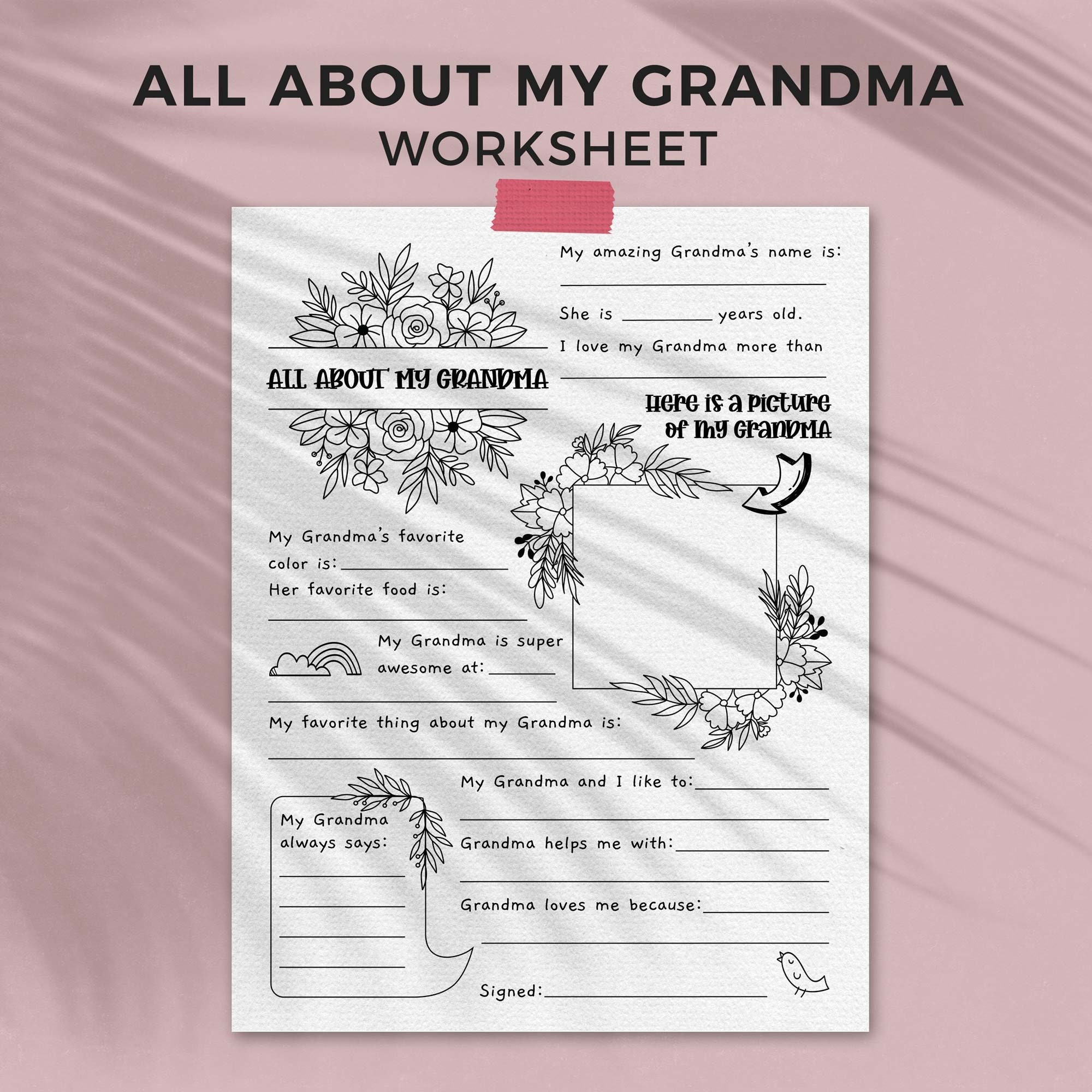 All About Grandma Mother's Day Printable Gift - Etsy