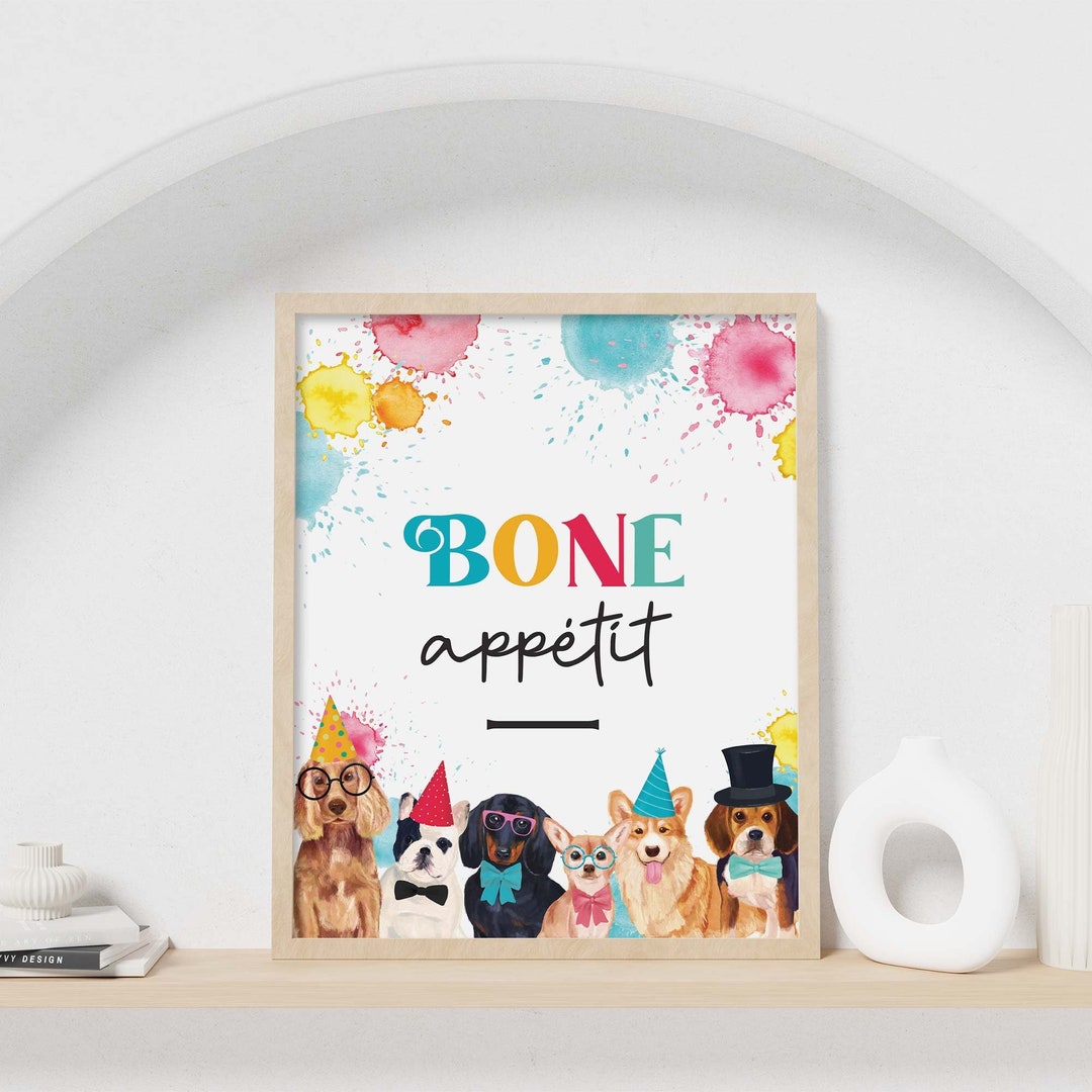 Bone Appetit Puppy Party Sign | Printable Food Sign Table Decor for Boy ...