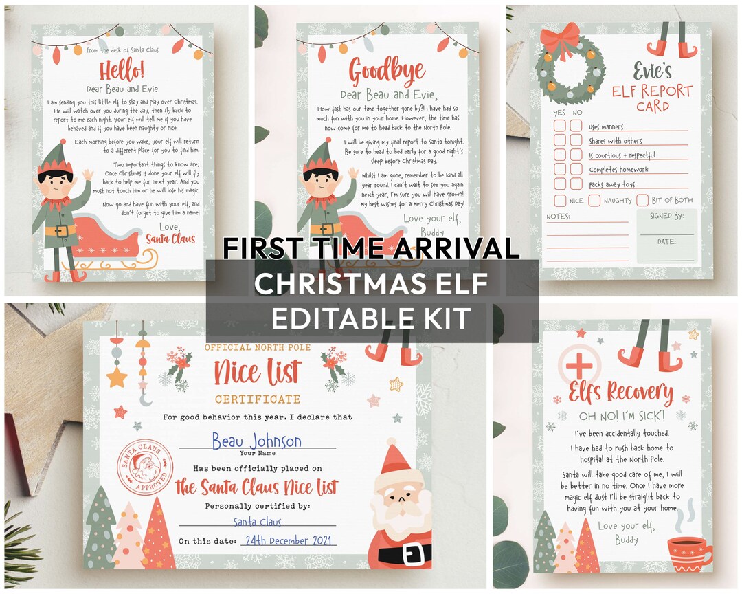 Editable New Christmas Elf Kit | Christmas First Elf Arrival + Goodbye ...