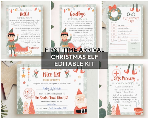 Editable New Christmas Elf Kit | Christmas first elf arrival + goodbye ...