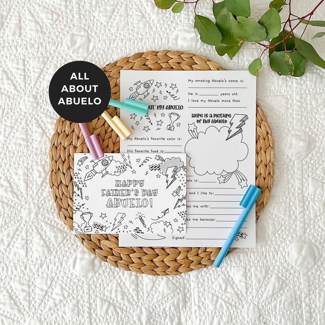 Printable Coloring Grandfather Card + All About Abuelo Bundle | Happy ...