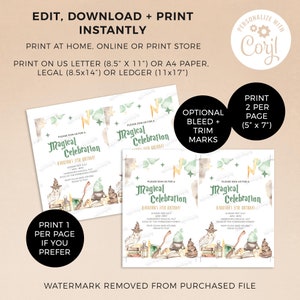 Magical Party Invitation, Editable Printable | Witch, Wizard Magic ...