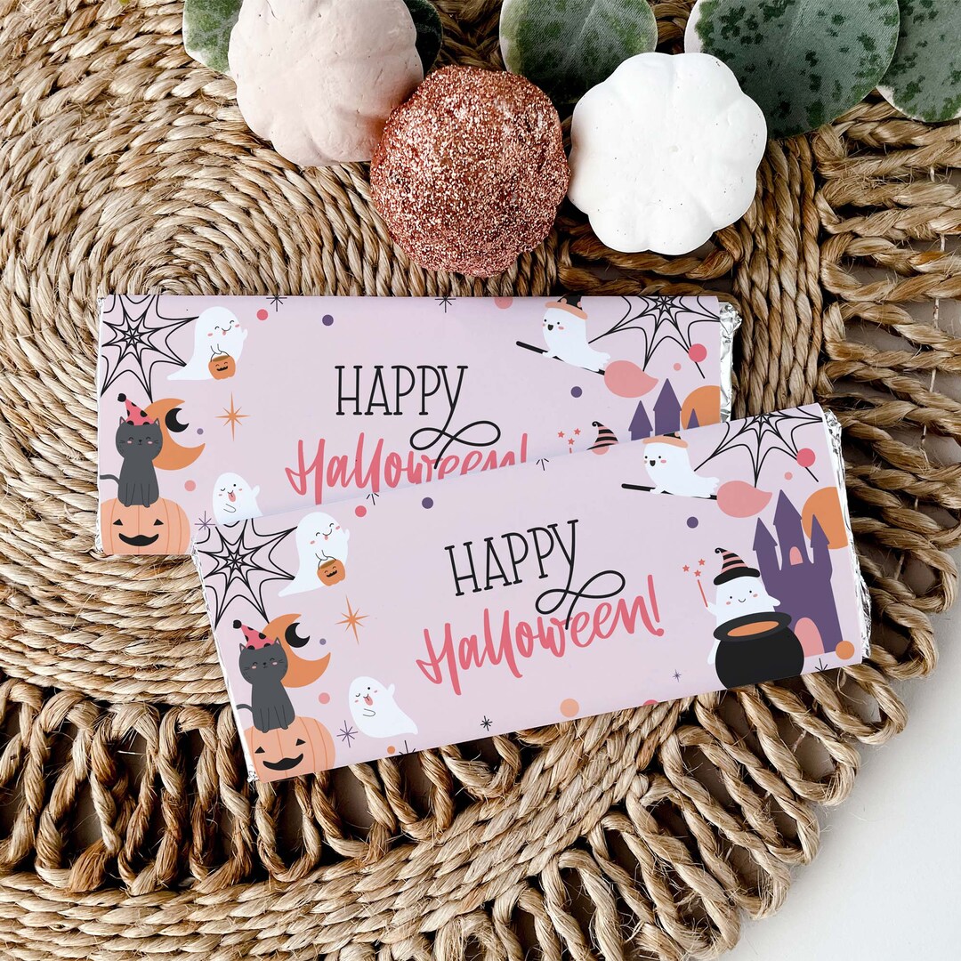 Happy Halloween Candy Bar Wrapper, Trick or Treat Printable | Pink Cute ...