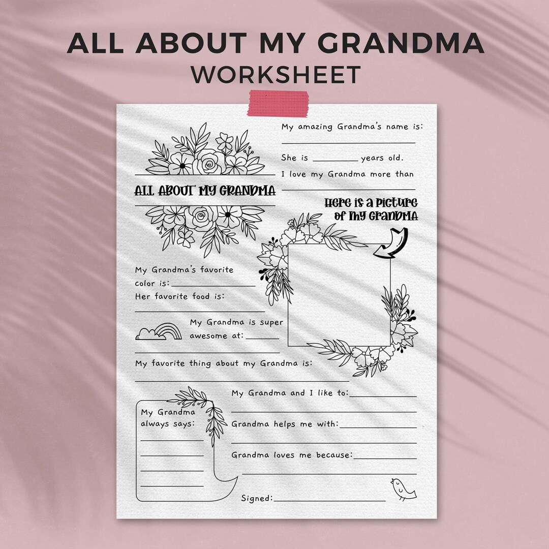 All About Grandma Mother's Day Printable Gift Questionnaire | Fill in ...