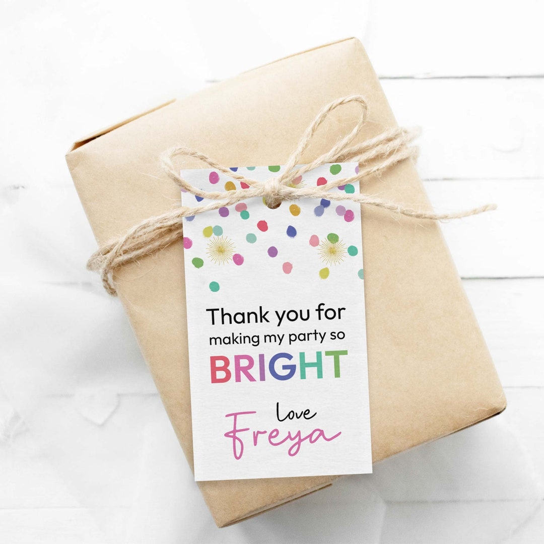 Rainbow Confetti Favor Tags Editable Printable | Bright Colorful Party ...