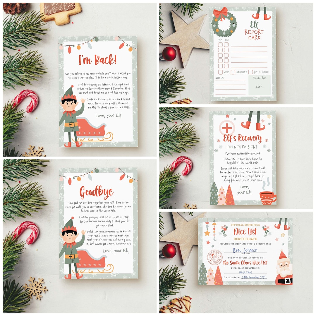 Christmas Elf Letter Bundle | Christmas Elf Printable Arrival, Goodbye ...