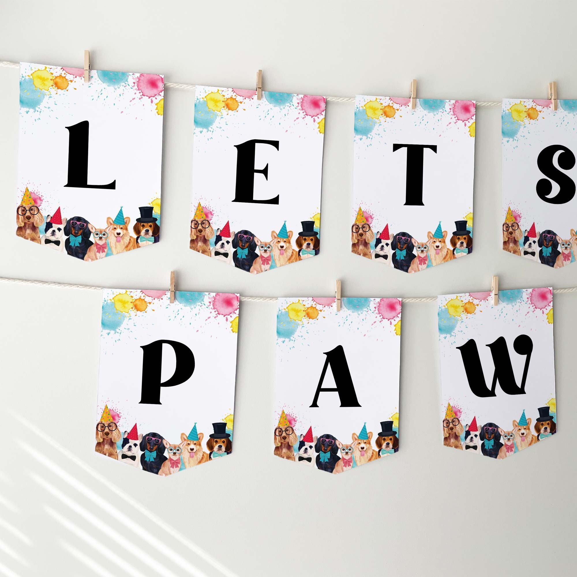 Lets Pawty Dog Party Banner Printable Sign Puppy Happy - Etsy