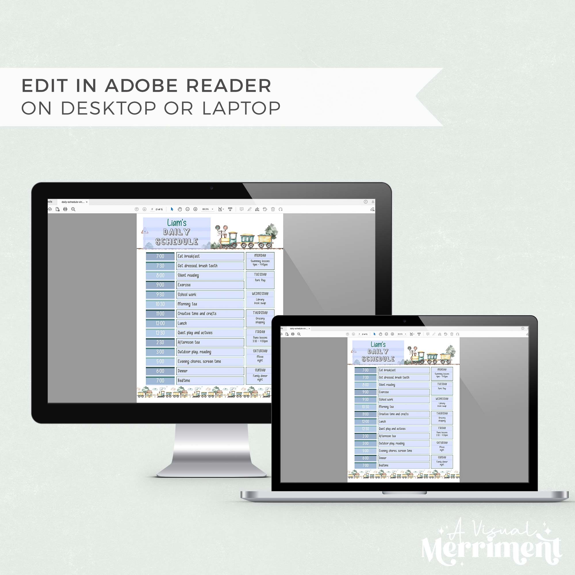 Vintage Train Daily Schedule Chart for Kids Editable - Etsy