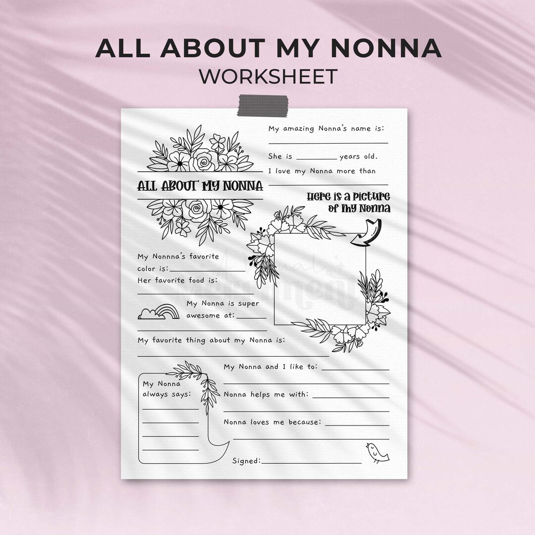 All About Nonna Mother's Day Printable Gift Questionnaire | Fill in the ...