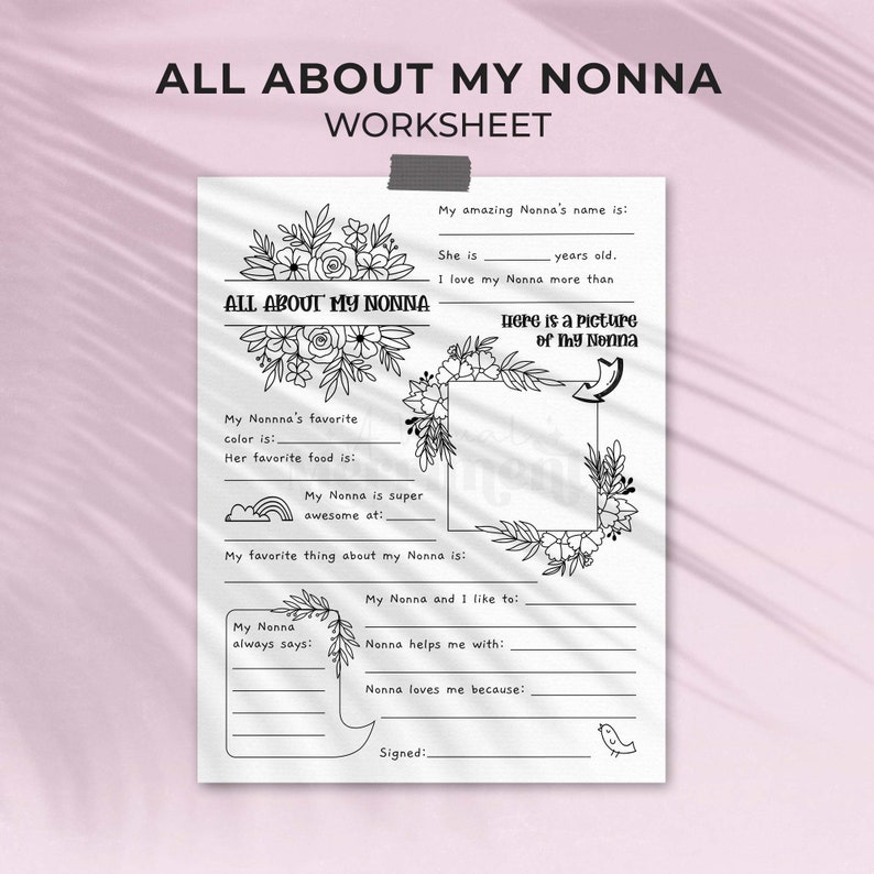 All About Nonna Mother's Day Printable Gift Questionnaire Fill in the ...