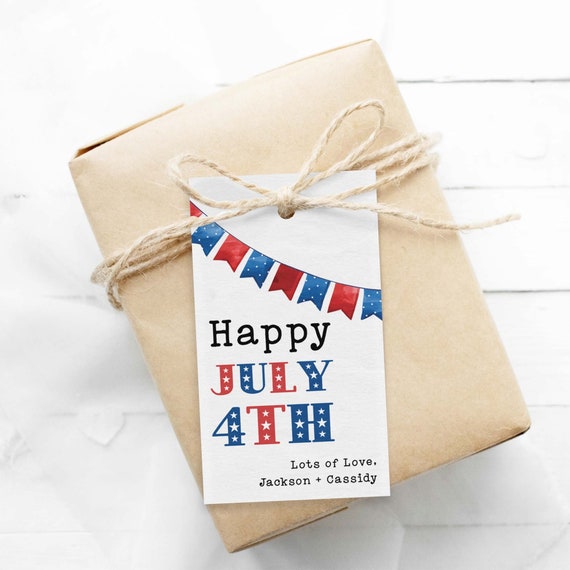 Happy July 4th Stars + Banner Favor Tag, editable printable | 4th of ...