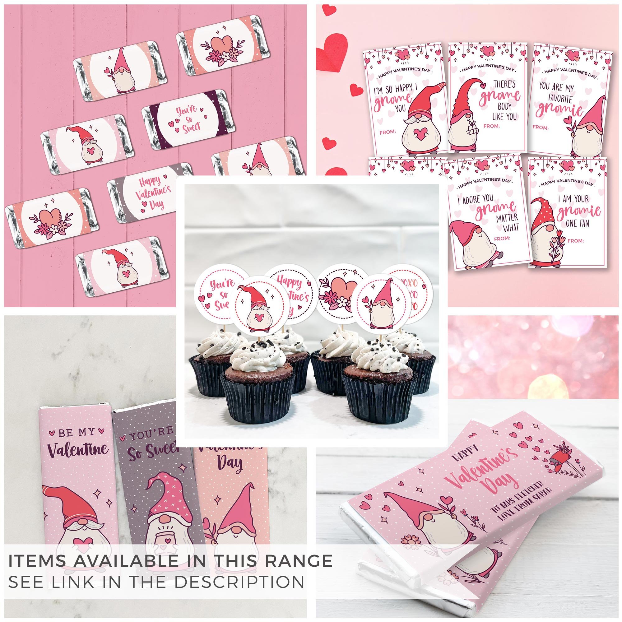 Printable Gnome Valentine Gift Tag Cute Gnomie Classroom Valentines Day ...