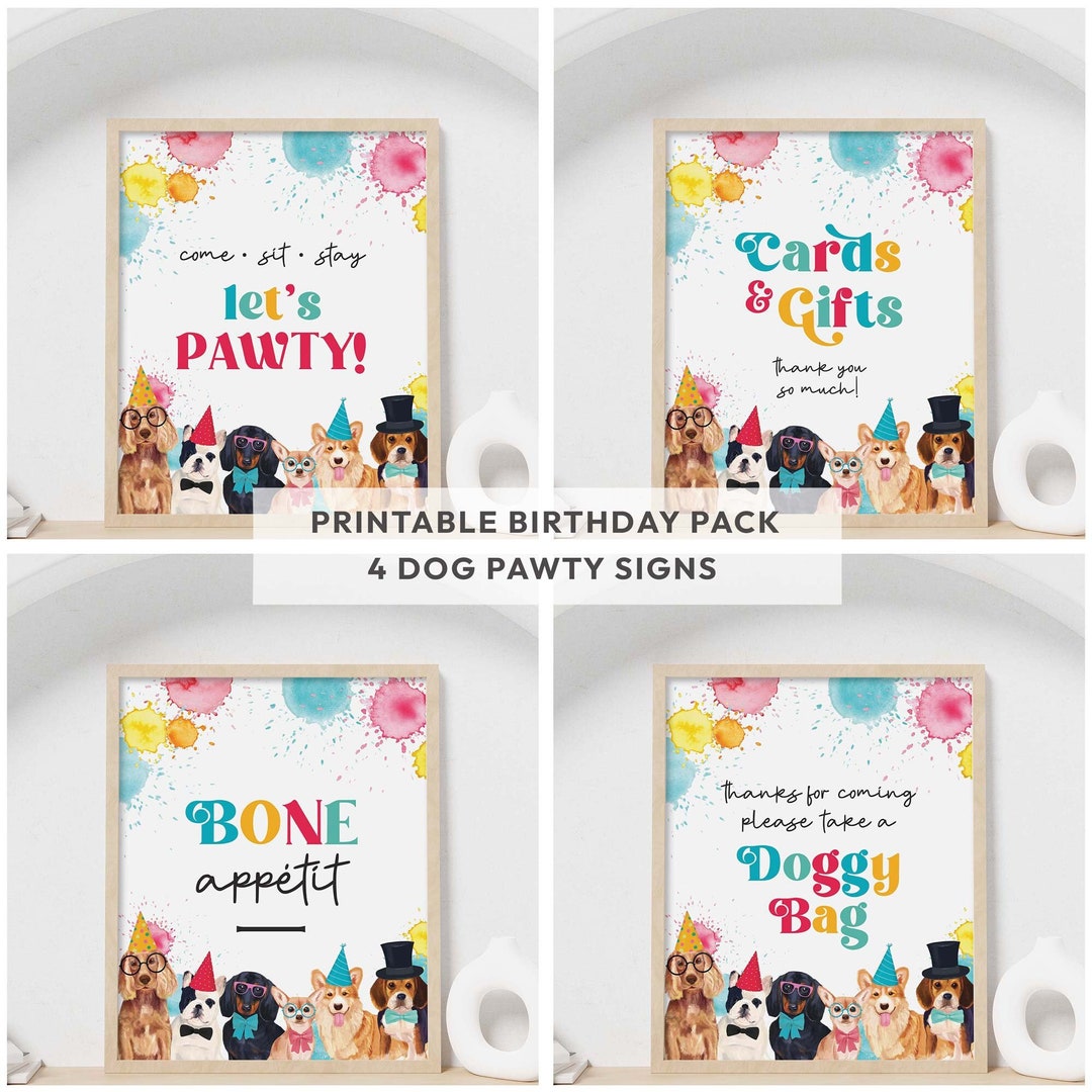 Puppy Pawty Printable Party Sign Bundle | Girl or Boy Birthday Dog ...