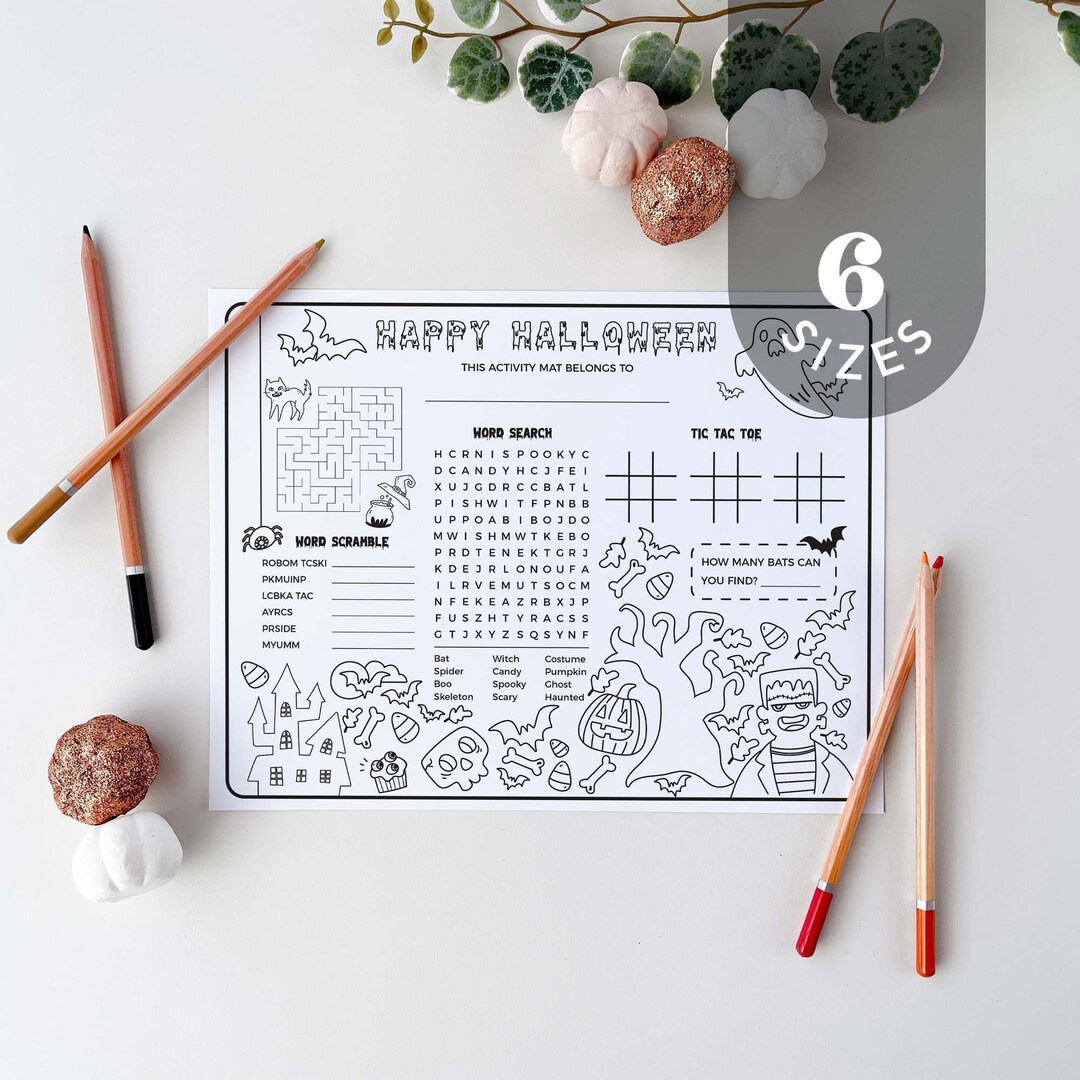 Halloween Activity for Kids, Halloween Activity Placemat | Printable ...