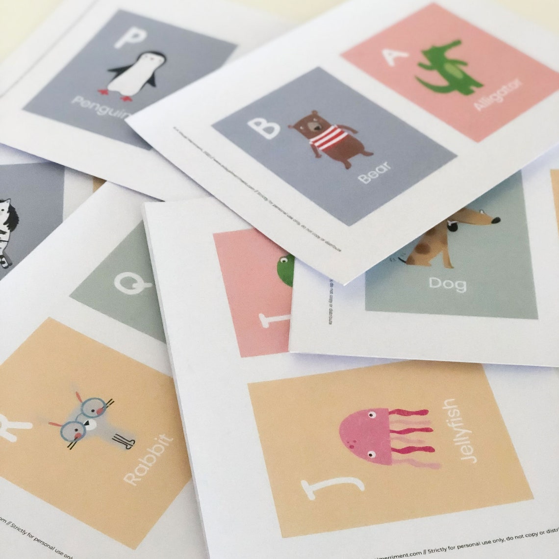 Animal Alphabet Flash Cards Printable ABC Cards Kids - Etsy