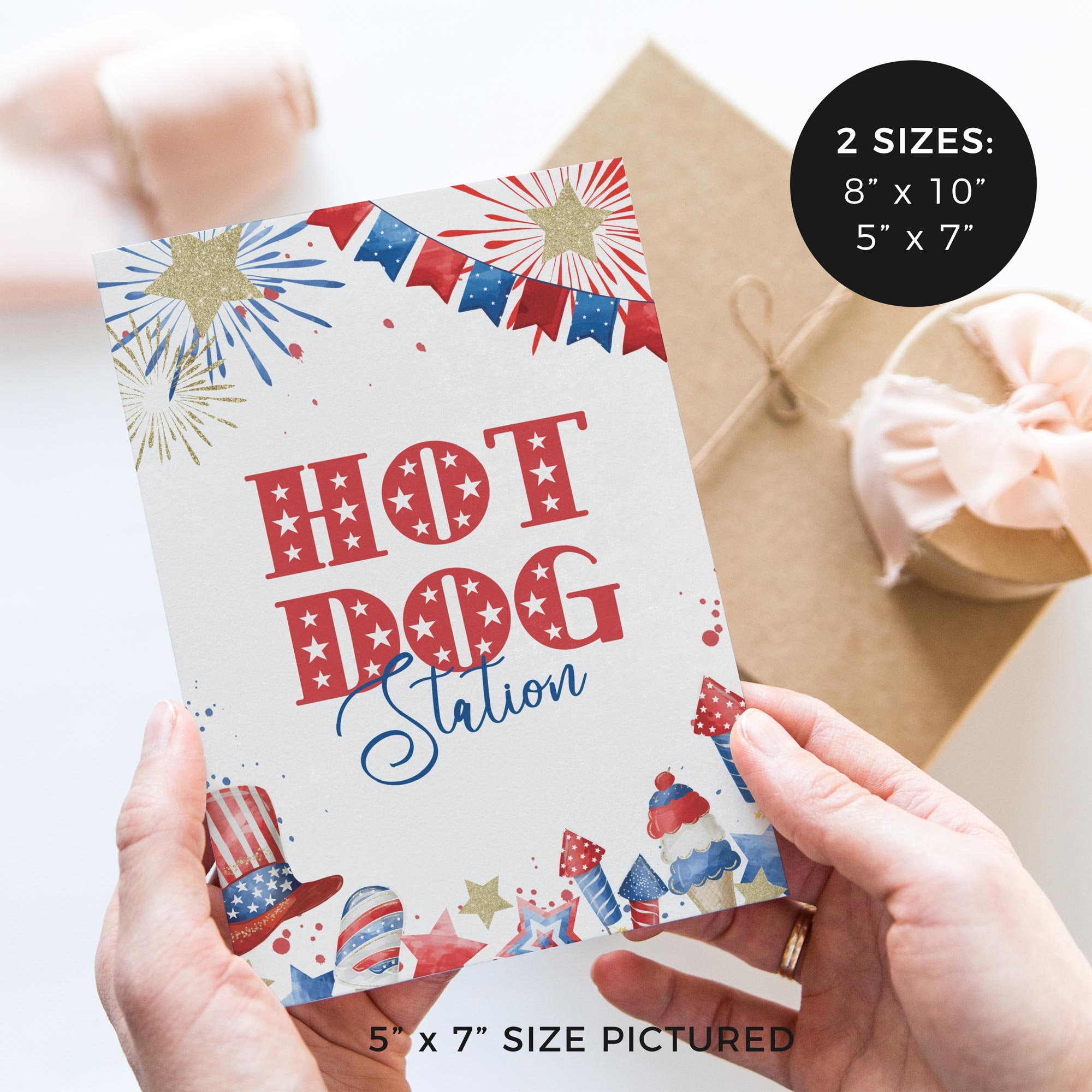 4th of July Party Sign Hot Dog Station Printable Food Table - Etsy