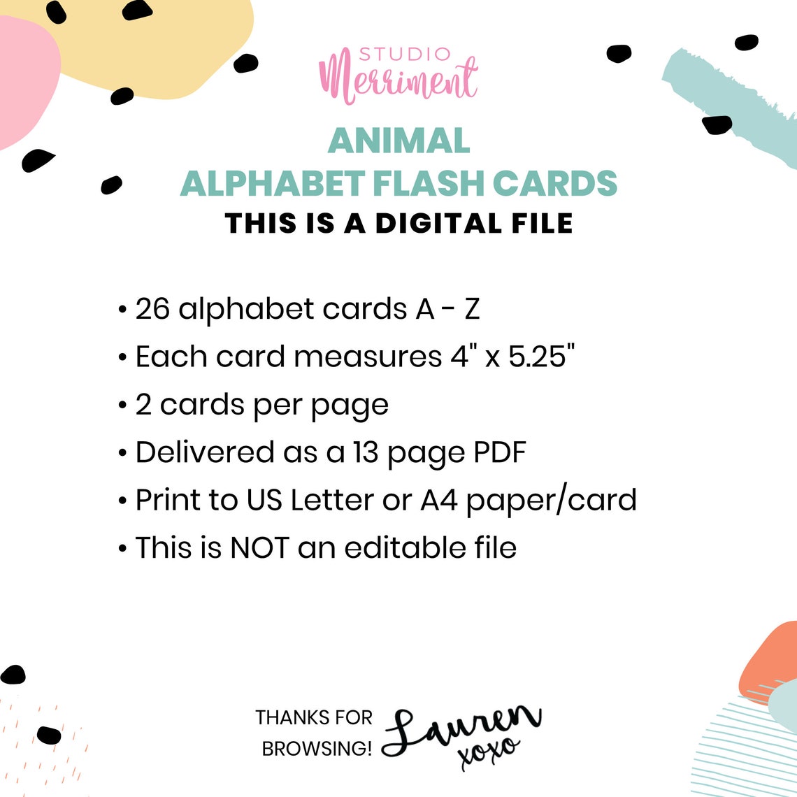 Animal Alphabet Flash Cards Printable ABC Cards Kids - Etsy