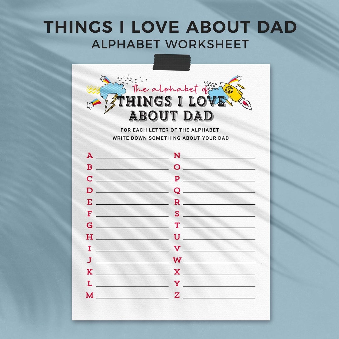 Fathers Day Game, Things I Love About Dad Printable Worksheet ...