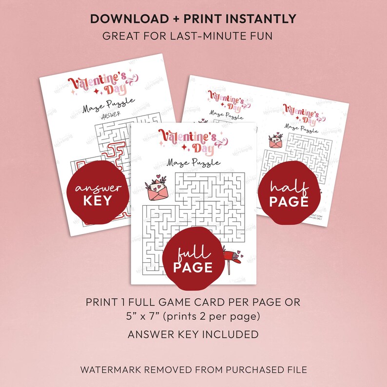 Valentine's Day Printable Game, Maze Puzzle Groovy Retro Party, Kids ...