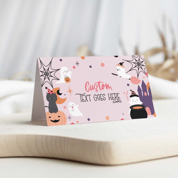 Halloween Food Tents, editable printable | Pink ghost Halloween ...