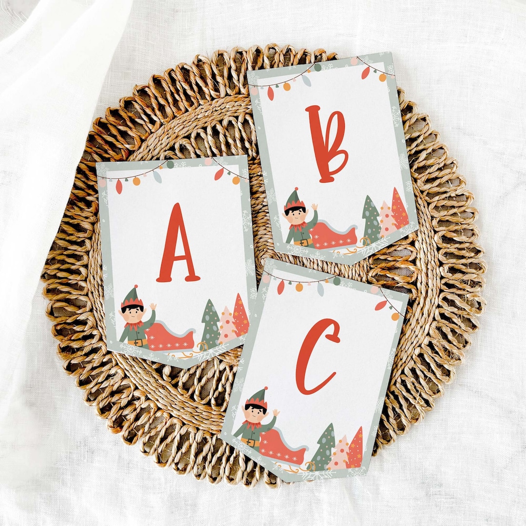 Editable Christmas Elf Printable Banner | Modern Personalized Elf ...