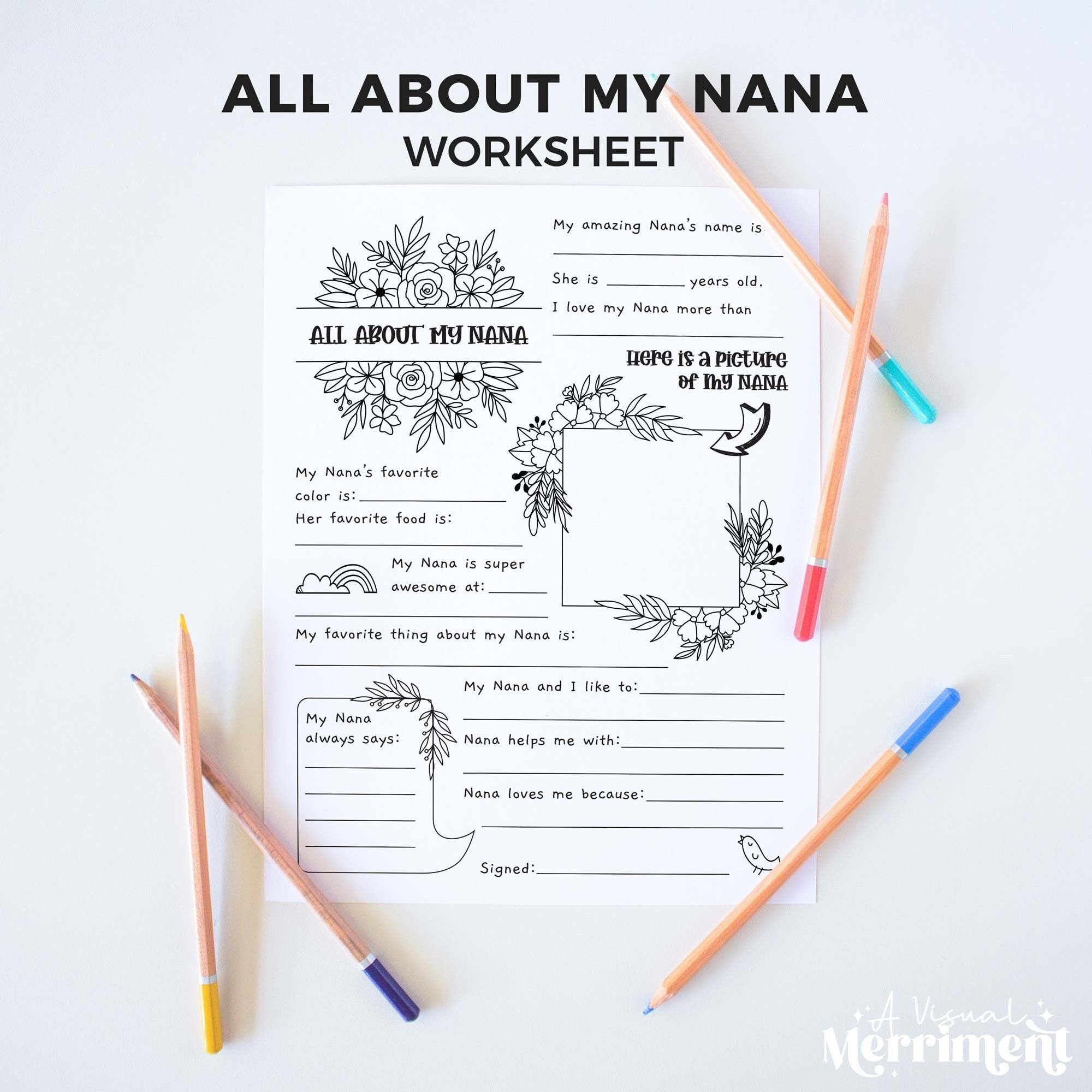 All About Nana Mother's Day Printable Gift Questionnaire Fill in the ...