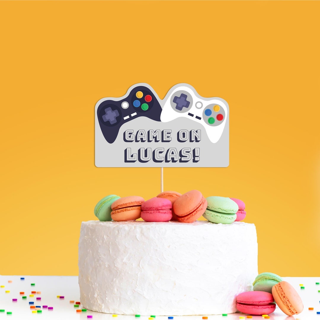 Gamer Cake Topper Editable Printable | Video Gaming Birthday Decoration ...