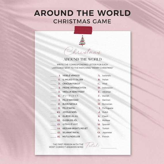 Merry Christmas Printable Game, Around the World | Xmas kids, family ...