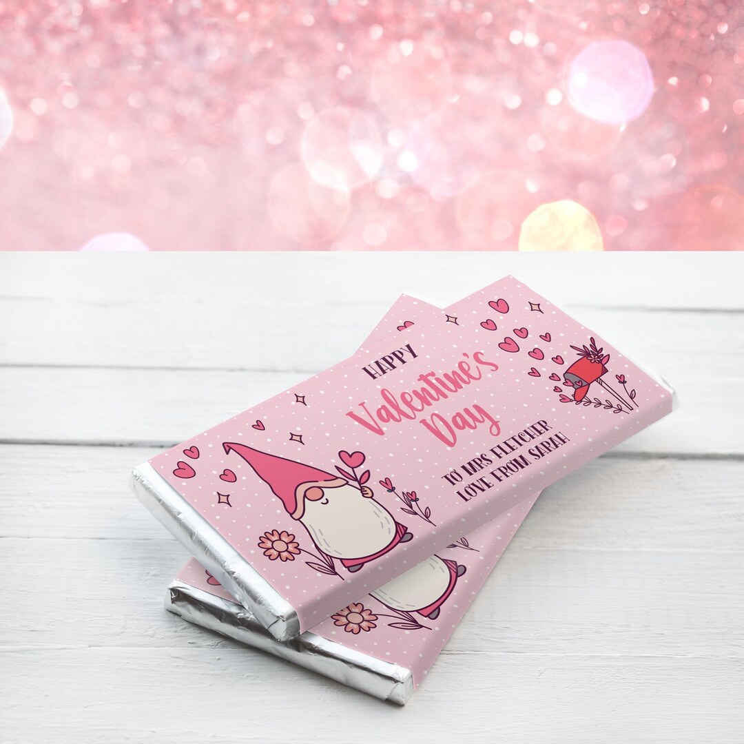 Valentines Day Candy Bar Wrapper | Gnome Editable Chocolate Wrap ...