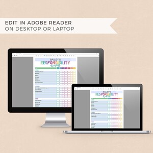 Rainbow Responsibility Checklist for Kids Editable Printable - Etsy