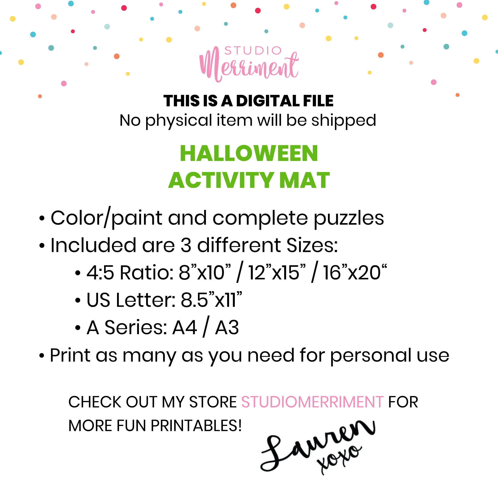 Halloween Activity for Kids Halloween Activity Placemat - Etsy