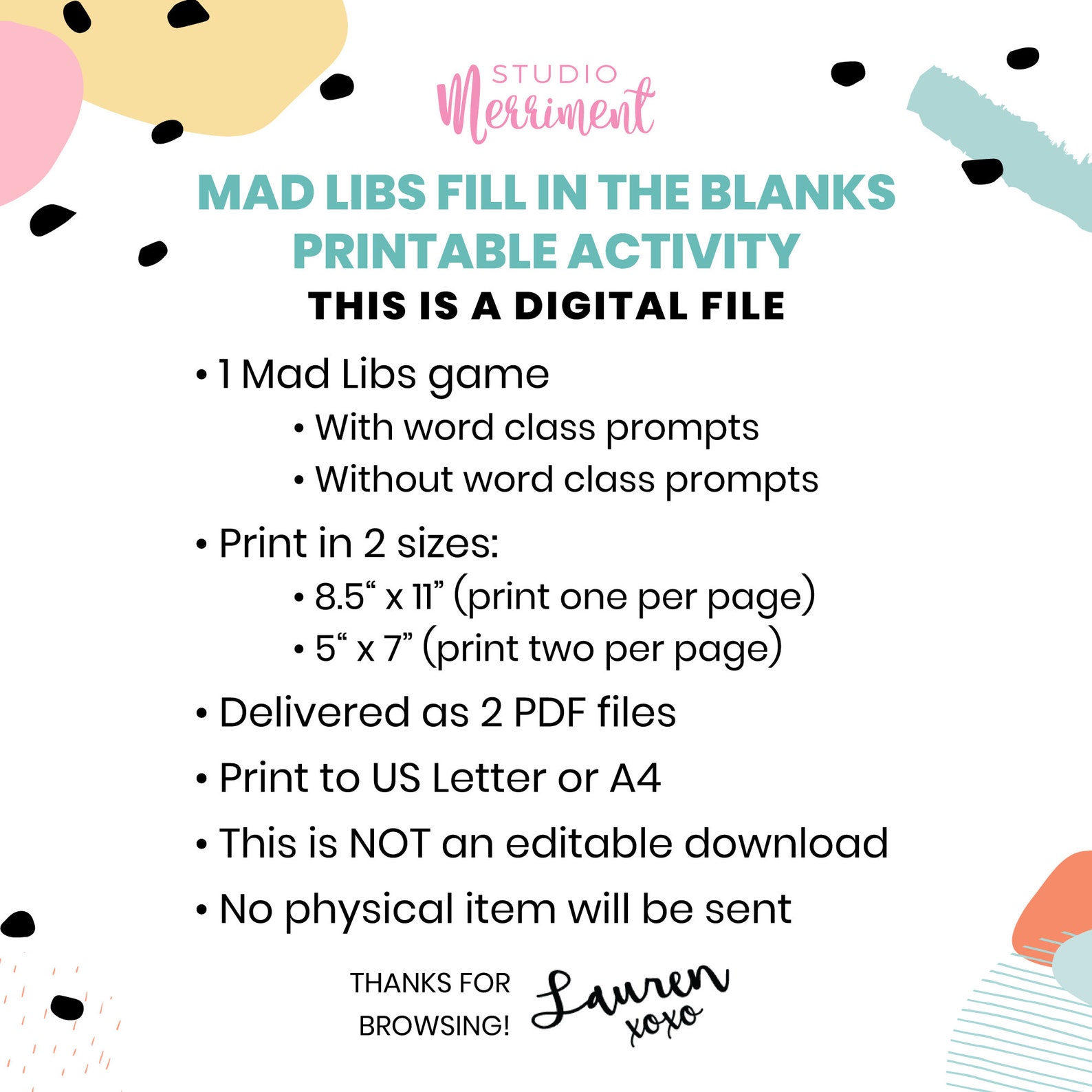 Father's Day Printable Game Mad Libs Fill in the Blanks - Etsy