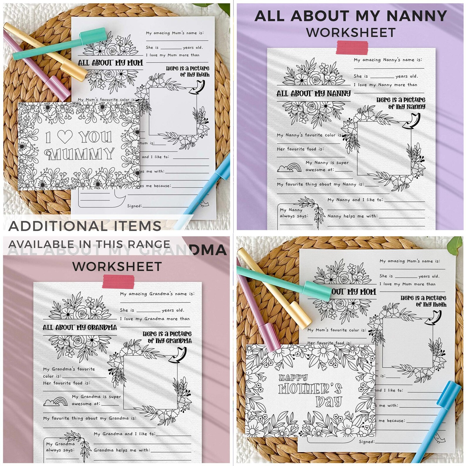 All About Mom Mother's Day Printable Gift Questionnaire Fill in the ...