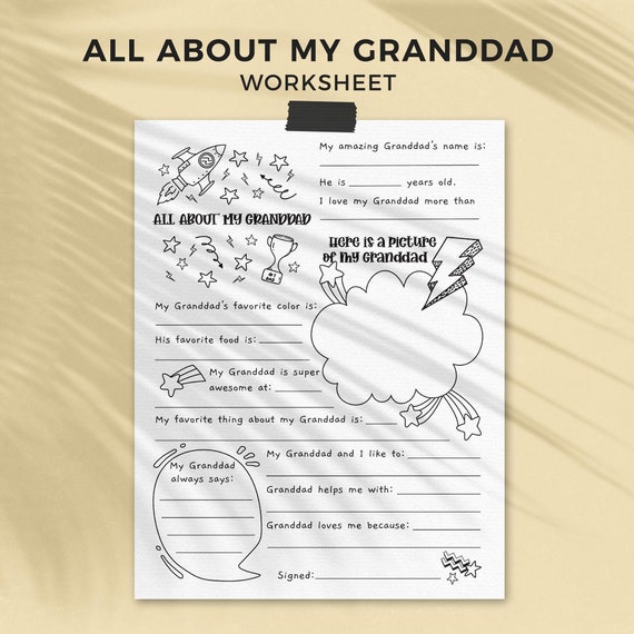 All About Granddad Father's Day printable gift questionnaire | Fill in ...