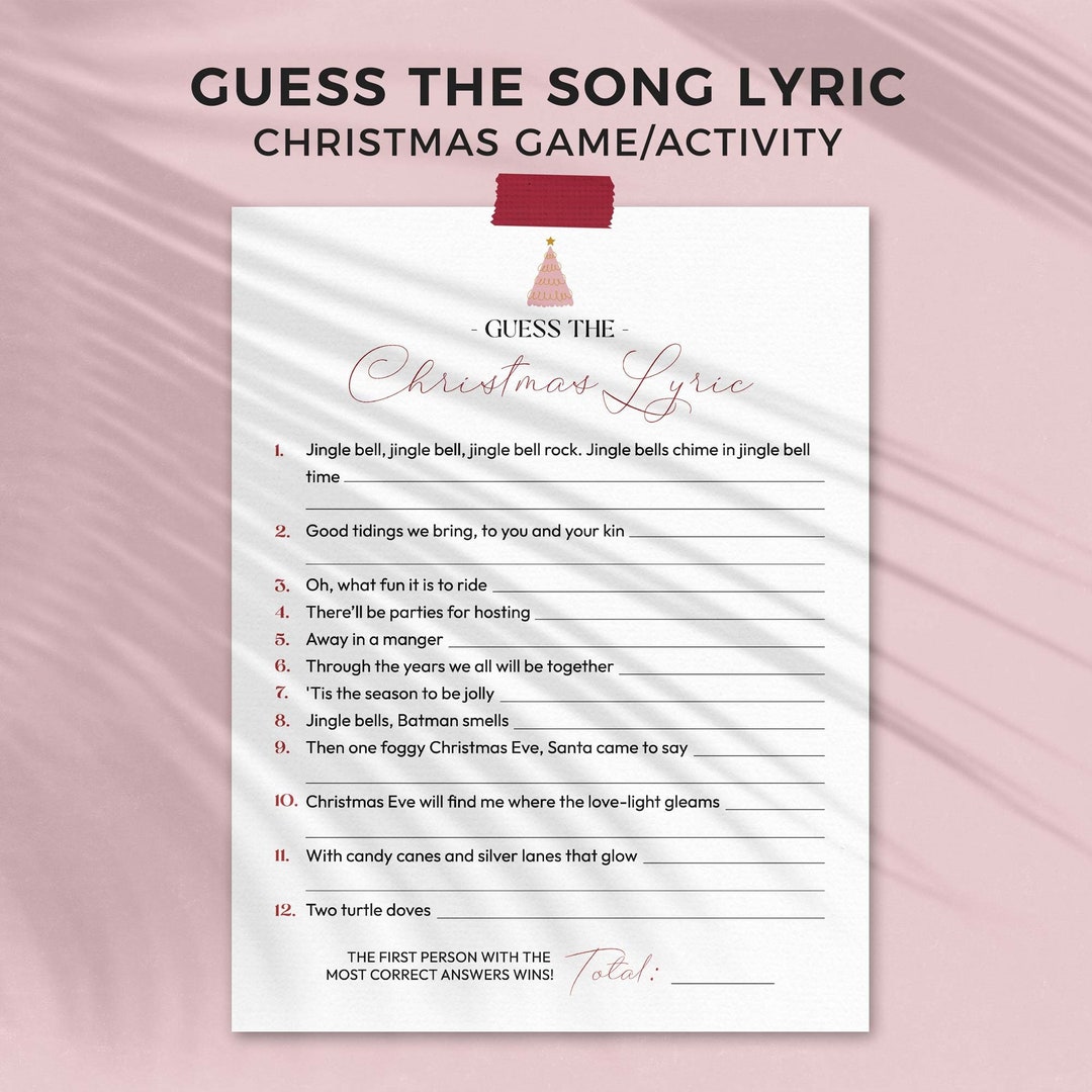 Christmas Printable Game Guess the Lyric | Modern Minimalist Kids or ...