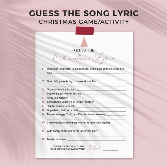 Christmas Printable Game Guess the Lyric | Modern minimalist kids or ...