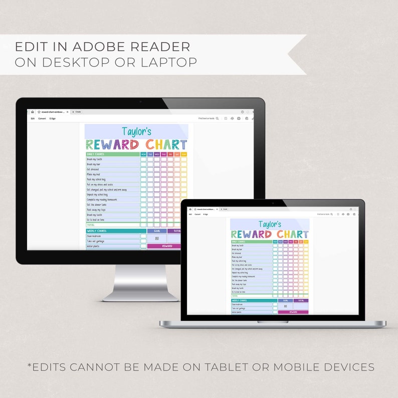 Rainbow Reward Chart for Kids, Editable Printable Daily Weekly ...