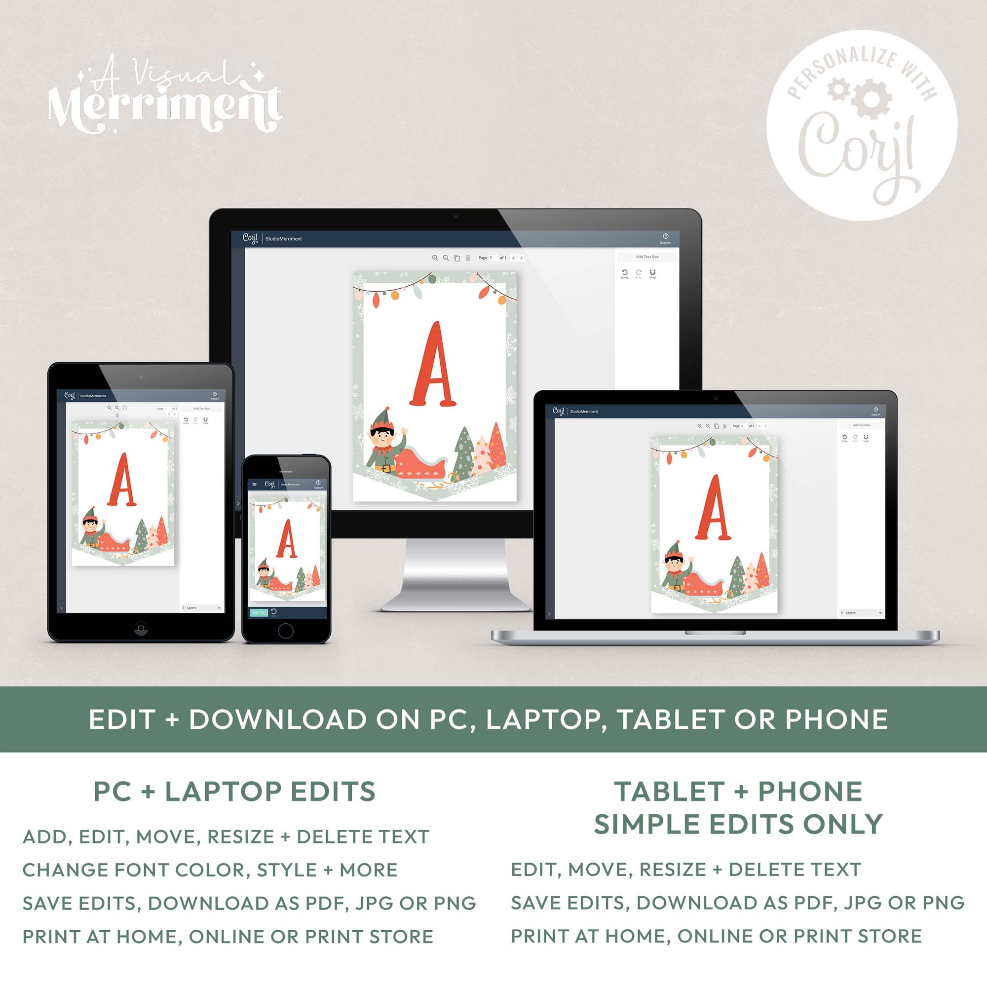 Editable Christmas Elf Printable Banner Modern Personalized Elf Custom ...