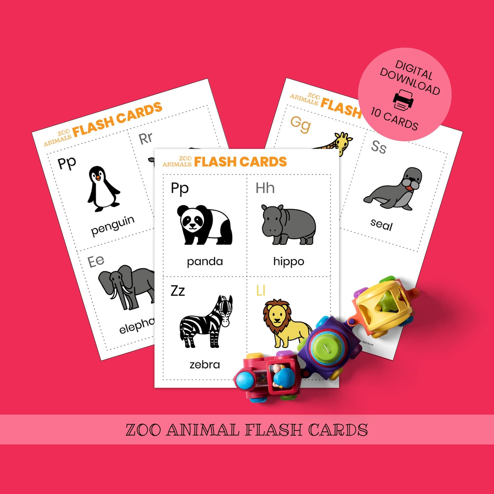 Kids Zoo Animals COMPLETE BUNDLE 45 Pg: Flash Cards Puppets - Etsy ...