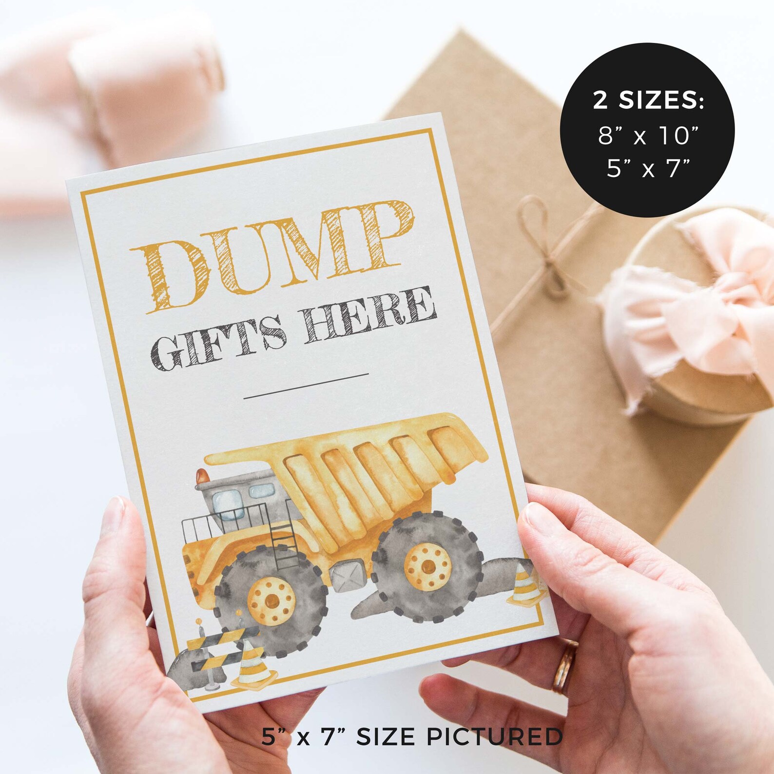Dump Gifts Here Printable Birthday Party Sign | Construction Dump Truck ...