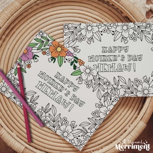 Printable Coloring Memaw Greeting Card | Flower Mother's Day Gift for ...