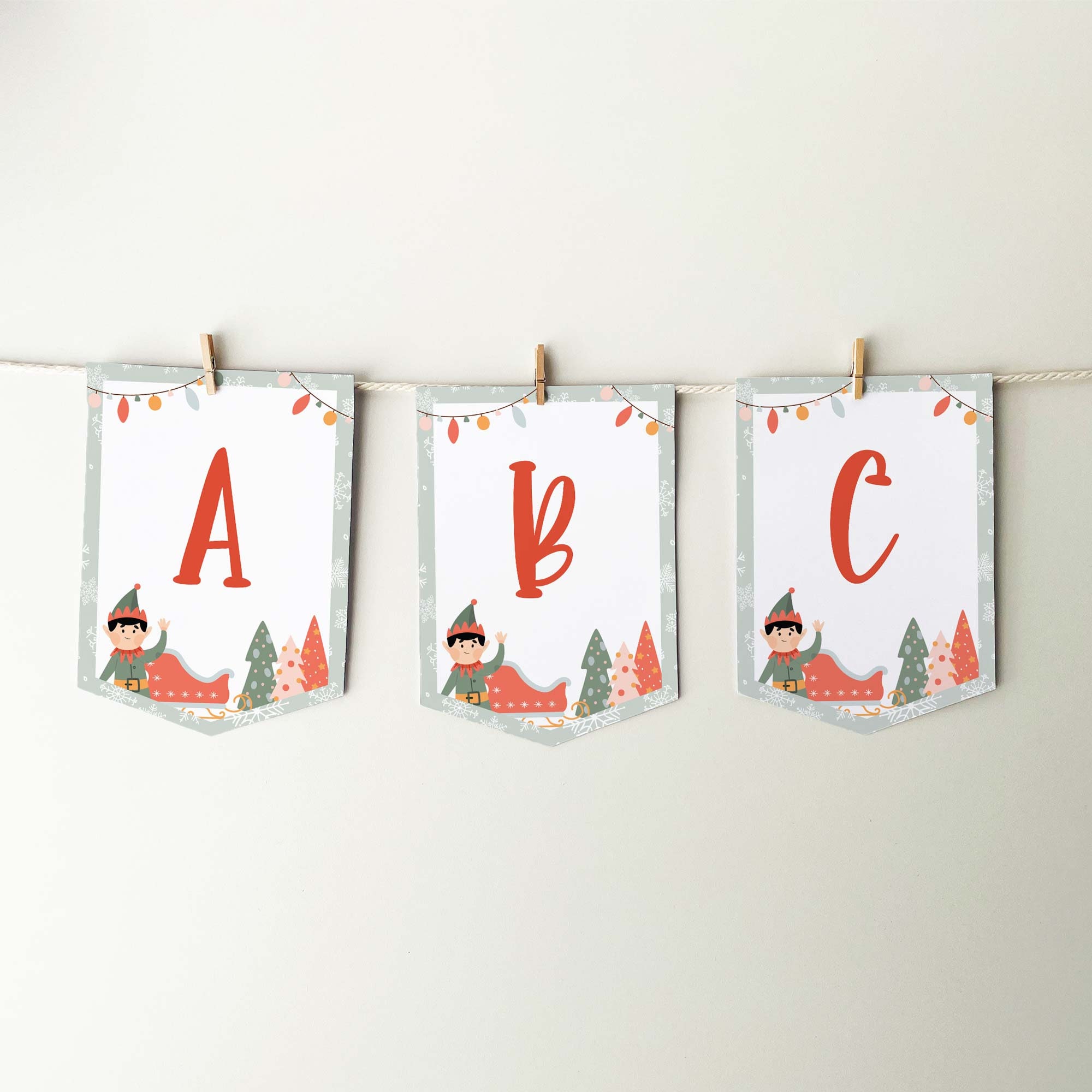 Editable Christmas Elf Printable Banner Modern Personalized Elf Custom ...