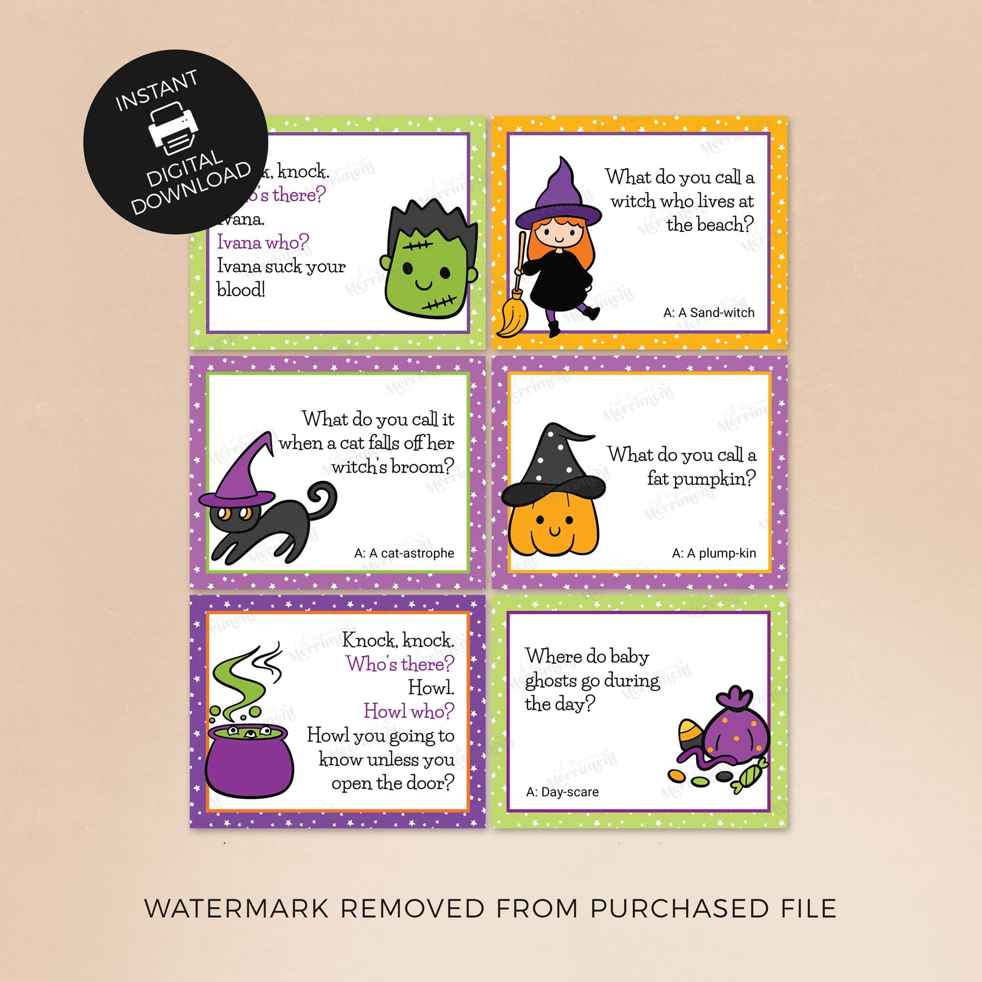 Halloween Lunch Box Jokes Printable Cards for Kids Spooky Cute Dad Joke ...