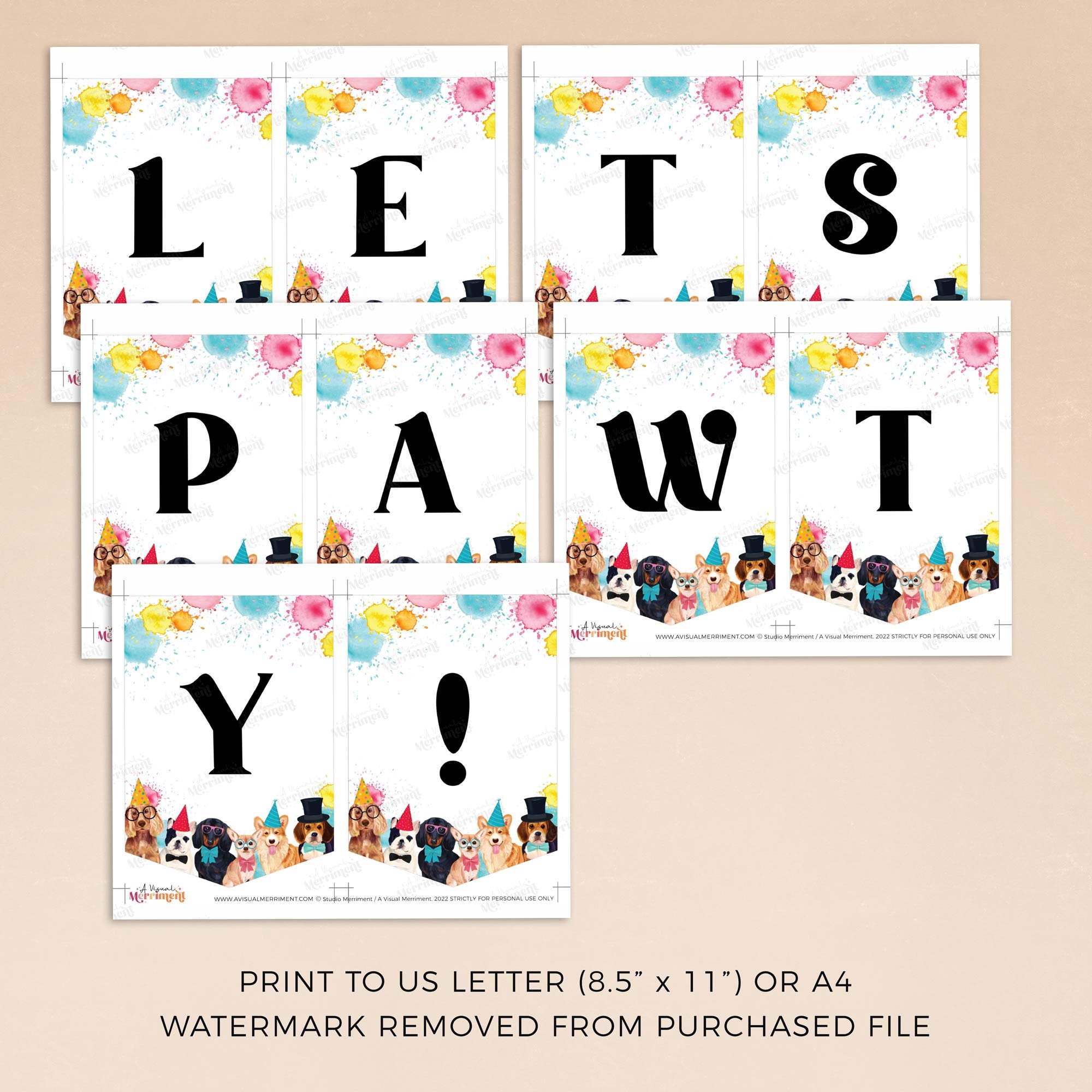 Lets Pawty Dog Party Banner Printable Sign Puppy Happy - Etsy