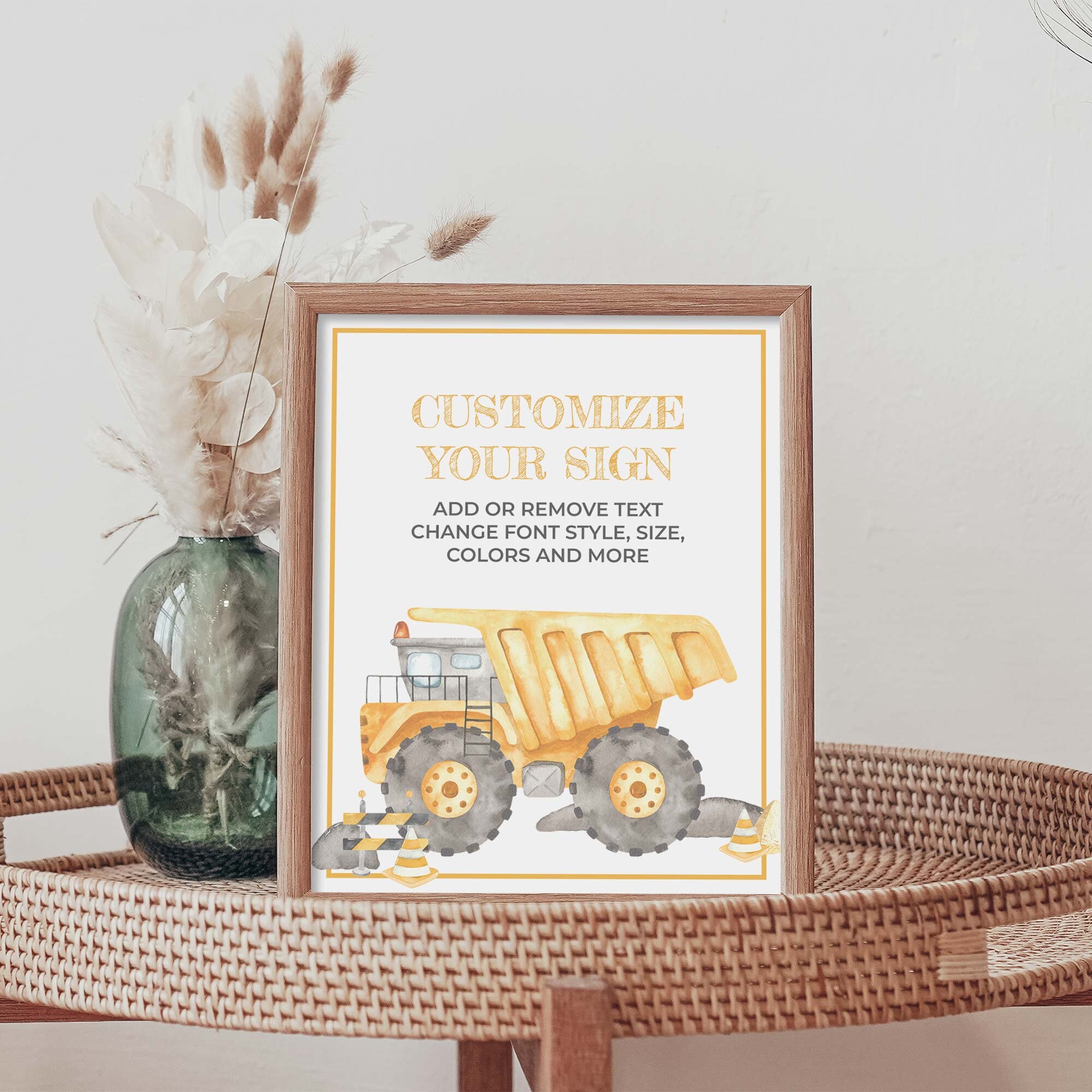 Editable Dump Truck Construction Birthday Party Welcome Sign | Etsy