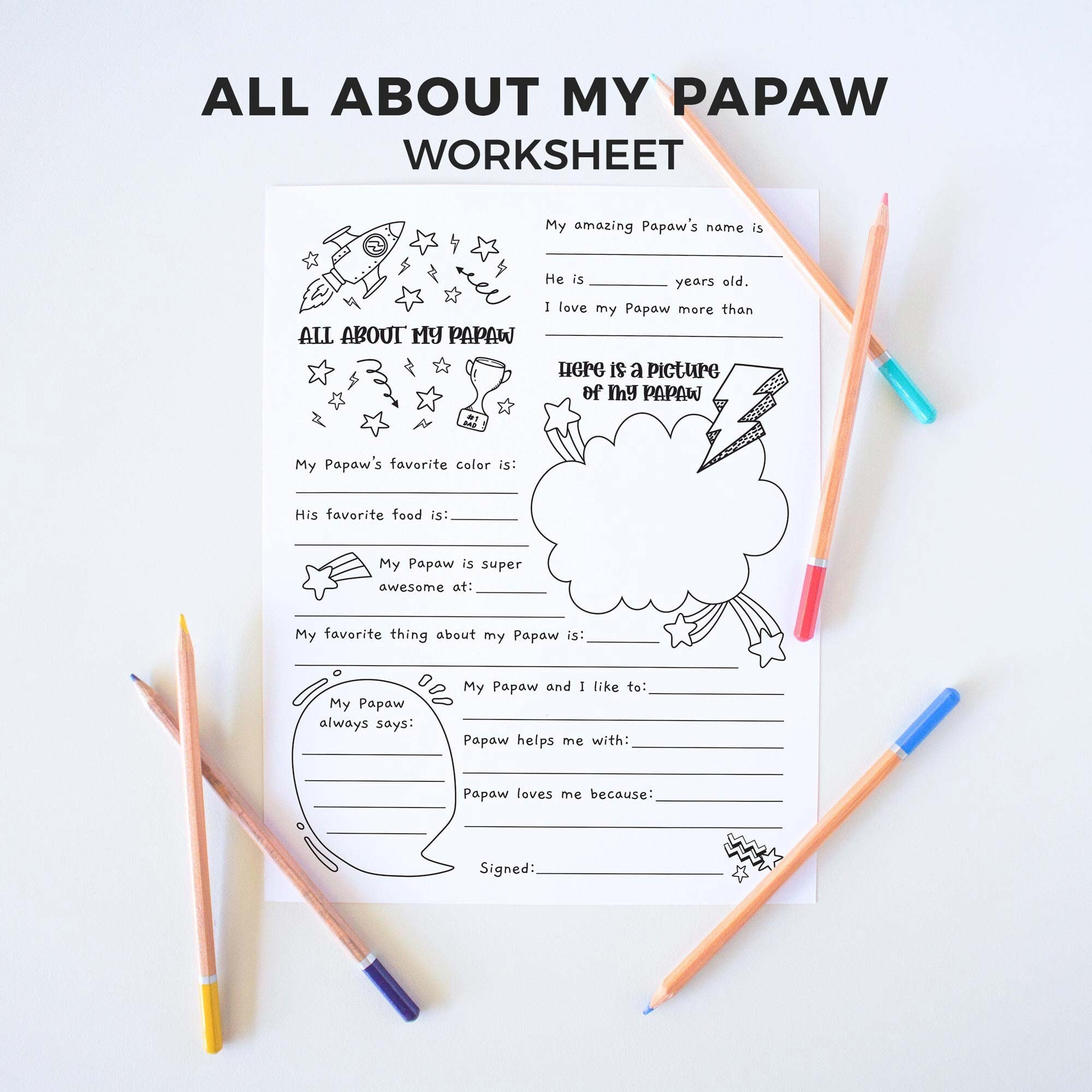 All About Papaw Father's Day Printable Gift Questionnaire Fill in the ...